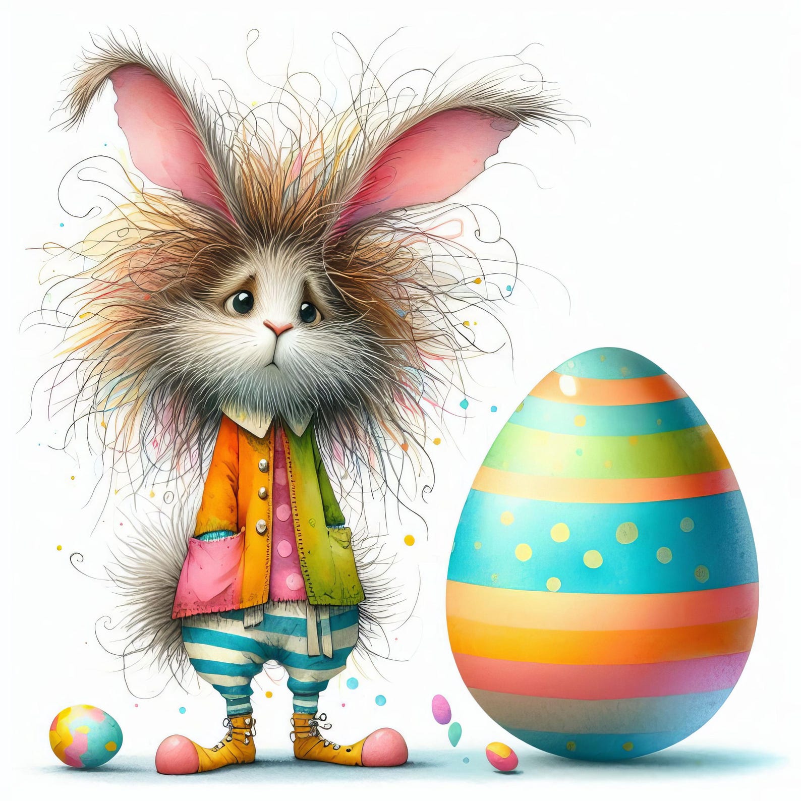 Quirky Easter Bunny: 10 High Res Watercolor Jpgs, Junk Journaling ...