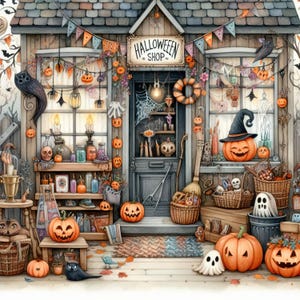 Halloween Shop Clip Art 10 High Res Watercolor Jpgs Junk Journaling ...