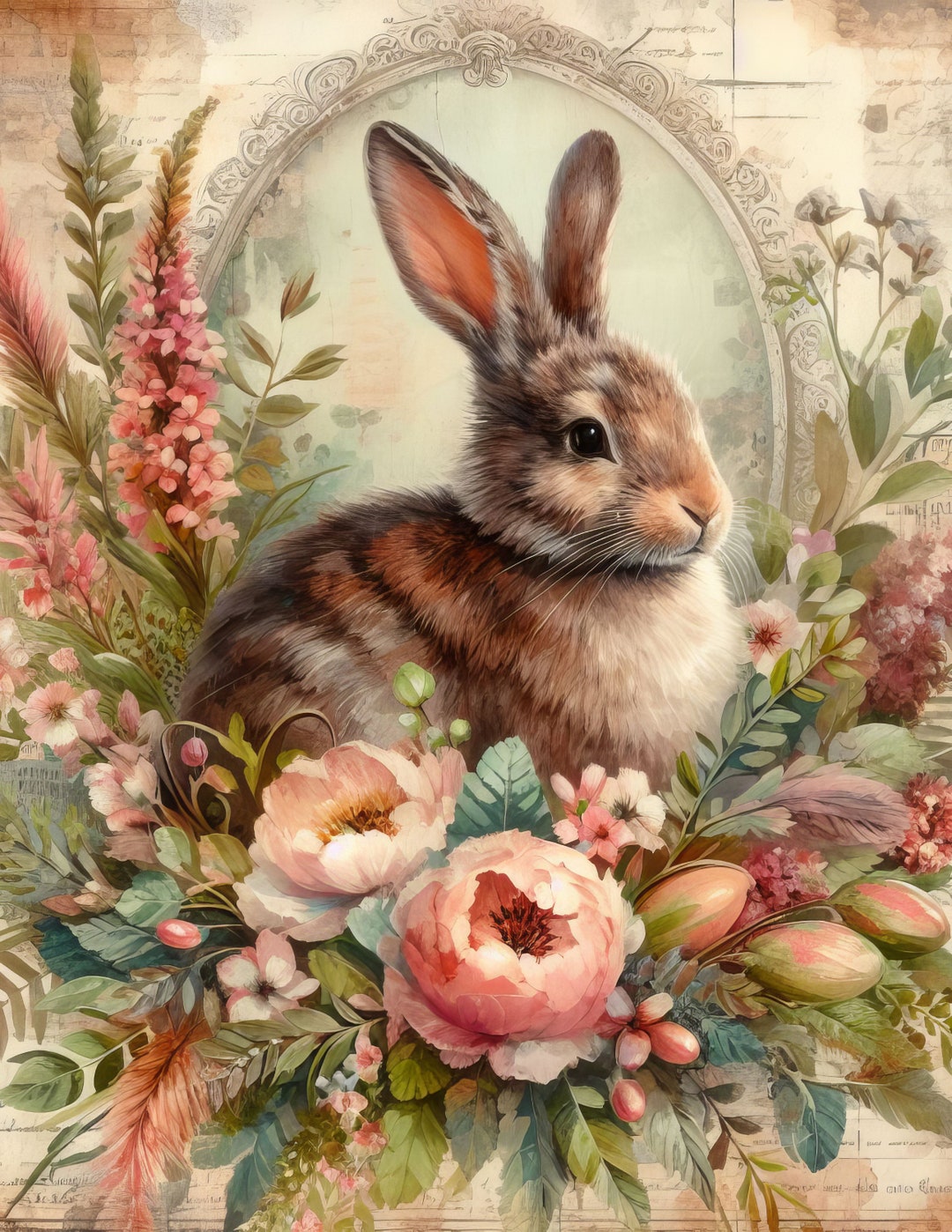 Vintage Brown Rabbit Clipart Bundle 10 High Res Watercolor Jpgs for ...