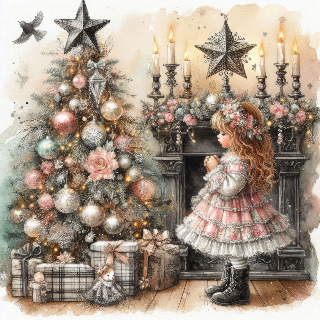 Shabby Chic Christmas: Clip Art, 10 High Res Watercolor Jpgs, Junk ...