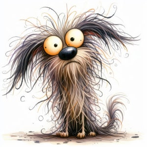 Frazzled Dog Clip Art 10 High Res Watercolor Jpgs for Junk Journaling ...