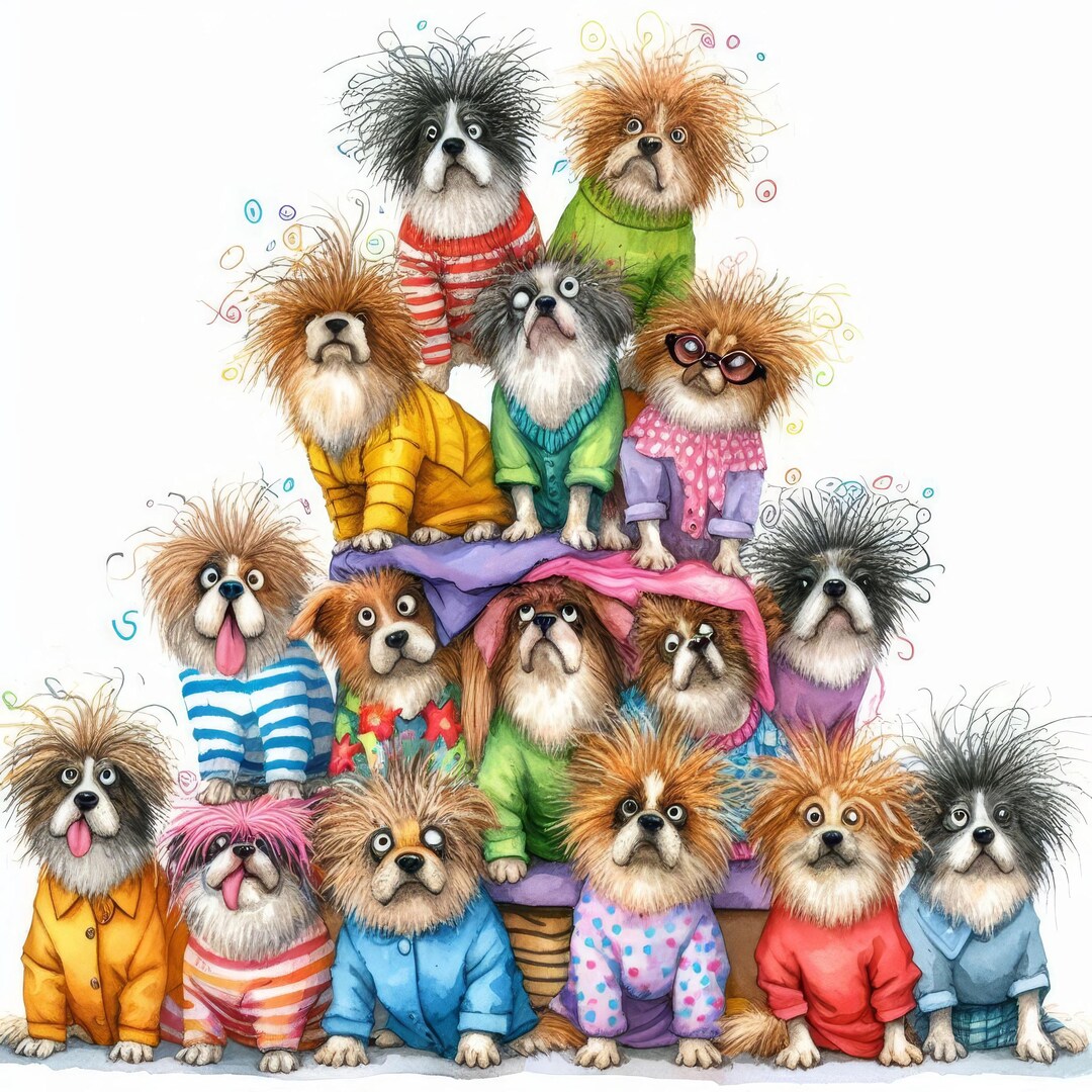 Dog Pyramid: Clip Art, 10 High Res Watercolor Jpgs, Junk Journaling ...