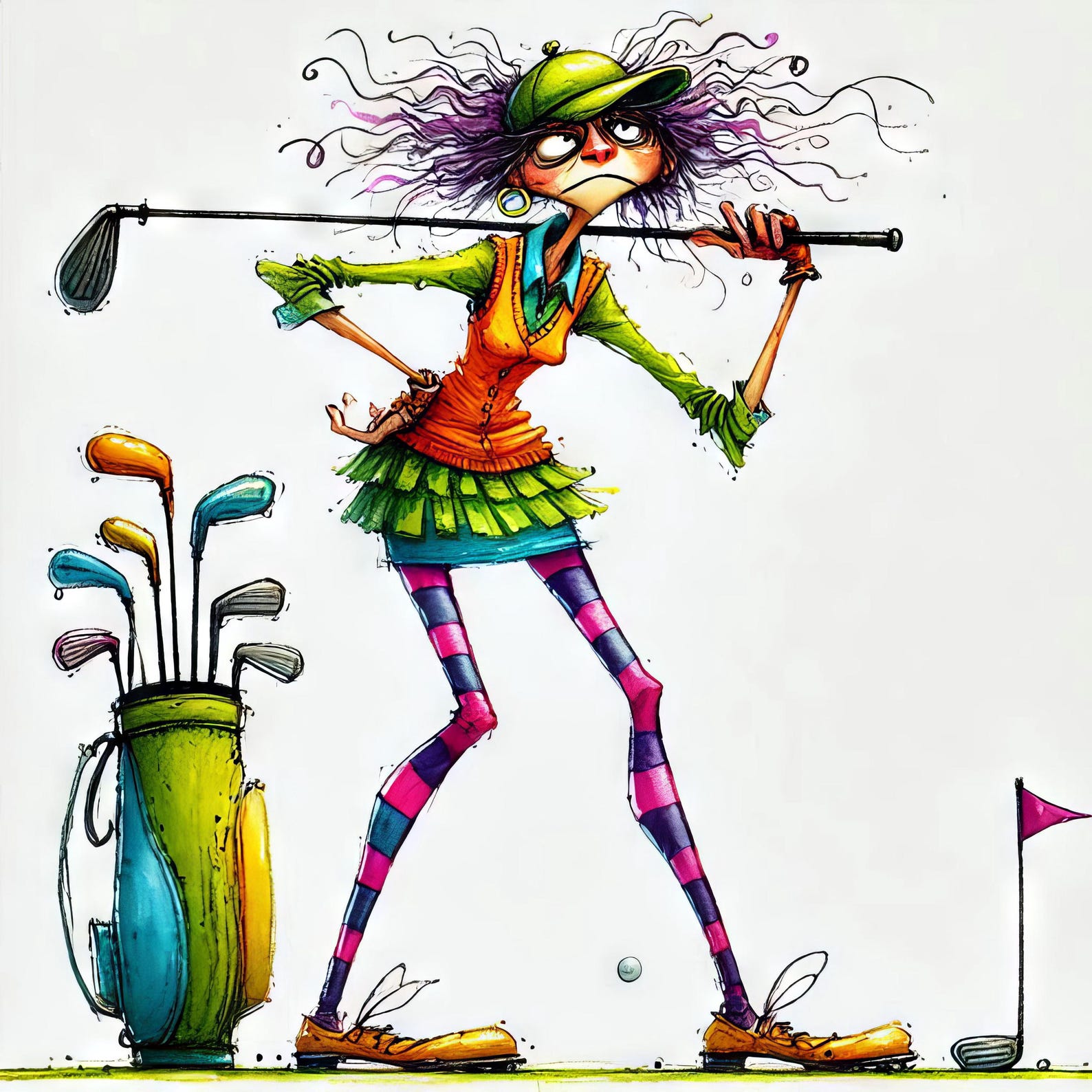 Quirky Golf 10 High Res Watercolor Jpgs for Junk Journaling ...
