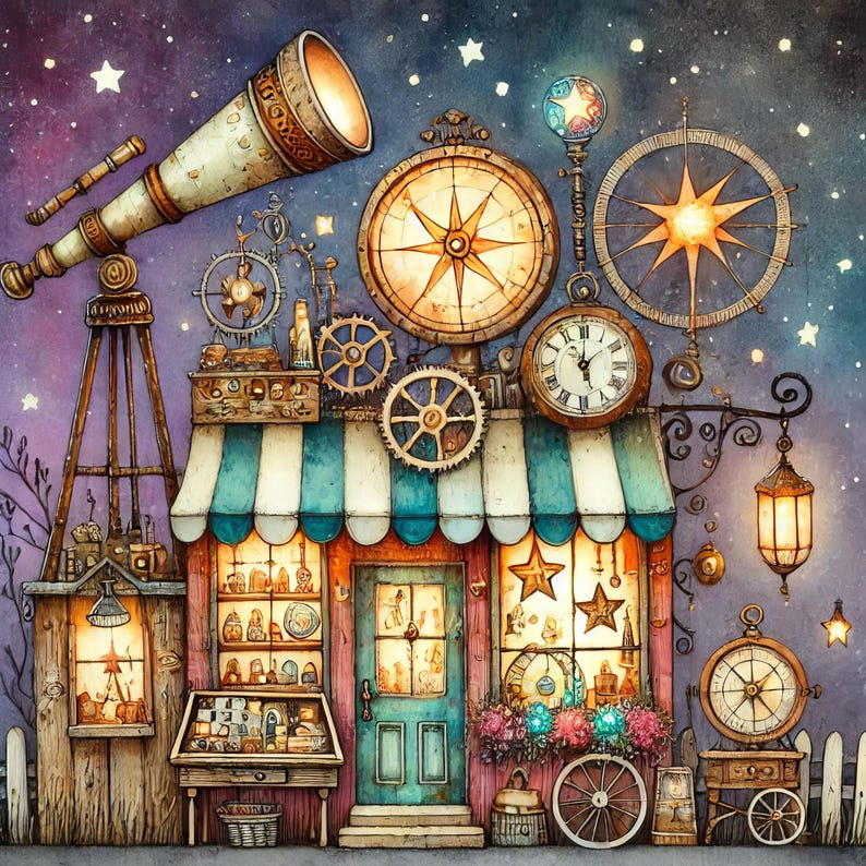 Astronomy Shop: 10 High Res Watercolor Jpgs. Junk Journaling ...