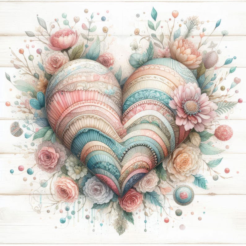 Unique Hearts 10 High Res Watercolor Jpgs Junk Journaling, Card Making ...