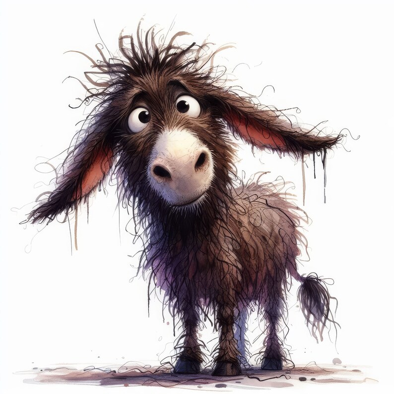 Frazzled Donkey: Clip Art, 10 High Res Watercolor Jpgs, Junk Journaling ...
