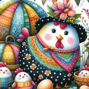 Calico Chickens Clip Art Kit 10 High Res Watercolor Jpgs for Junk ...