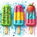 Yummy Summer Popsicles: Clip Art, 10 High Res Watercolor Jpgs, Junk ...