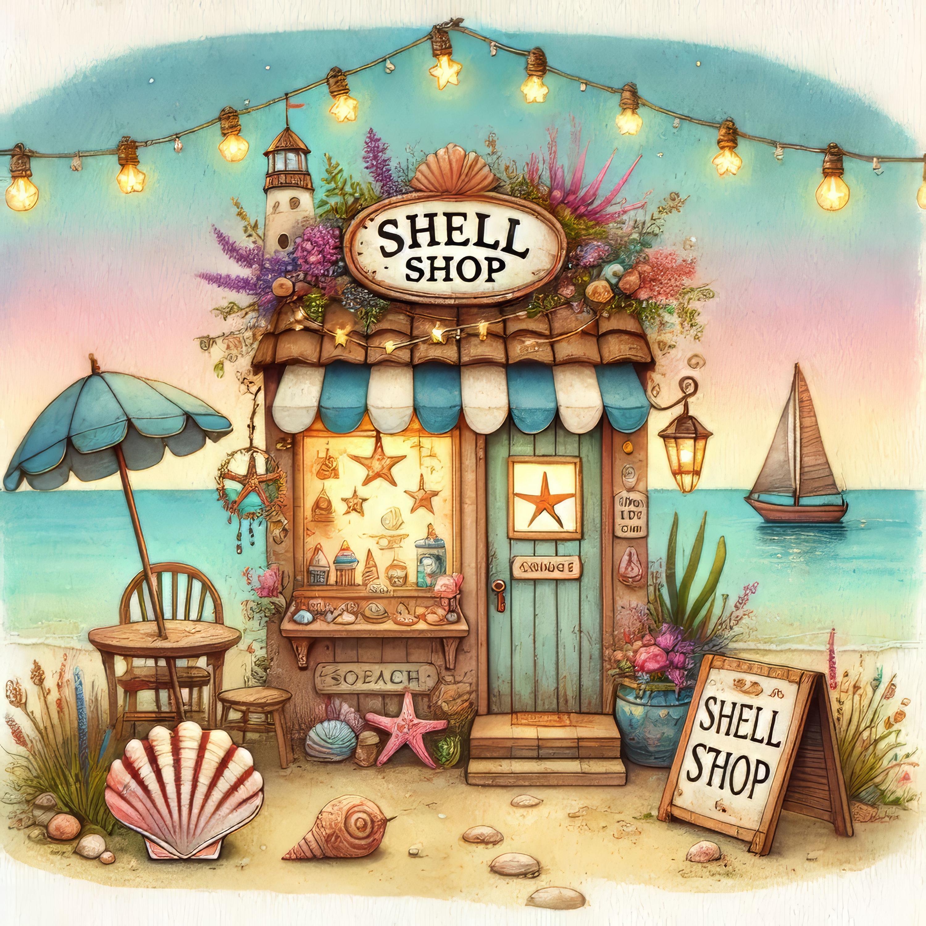 Shell Shop: 10 High Res Watercolor Jpgs, Junk Journaling, Scrapbooking ...