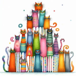 Quirky Cat Pyramid: Clip Art 10 High Res Watercolor Jpgs Junk ...