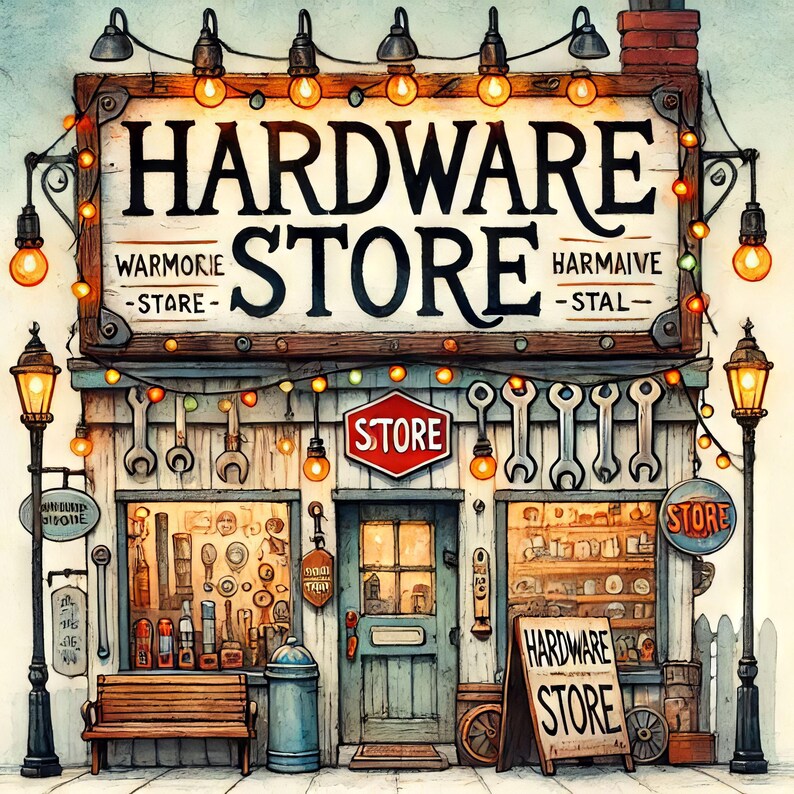 Watercolor Hardware Store Clipart: Junk Journal Ephemera (digital ...