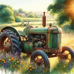 Rusty Old Tractor 10 High Res Watercolor Jpgs for Junk Journaling ...