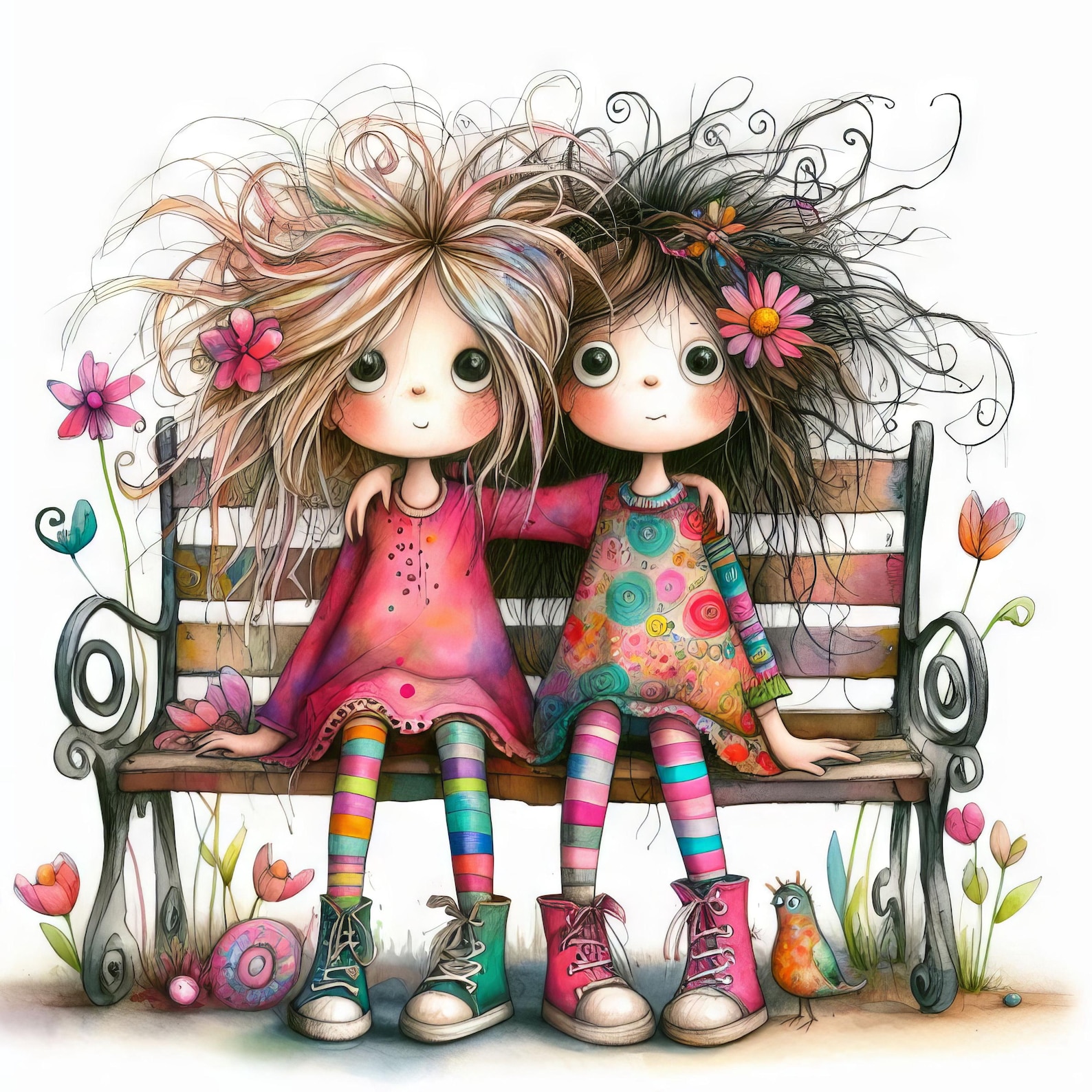 Quirky Friends Clip Art 10 High Res Watercolor Jpgs Junk Journaling ...