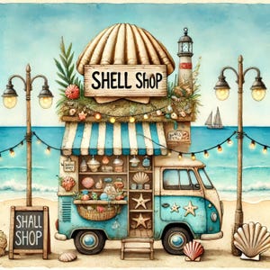 Shell Shop: 10 High Res Watercolor Jpgs, Junk Journaling, Scrapbooking ...