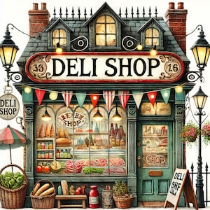 Deli Shop: 10 High Res Watercolor Jpgs, Junk Journaling, Scrapbooking ...