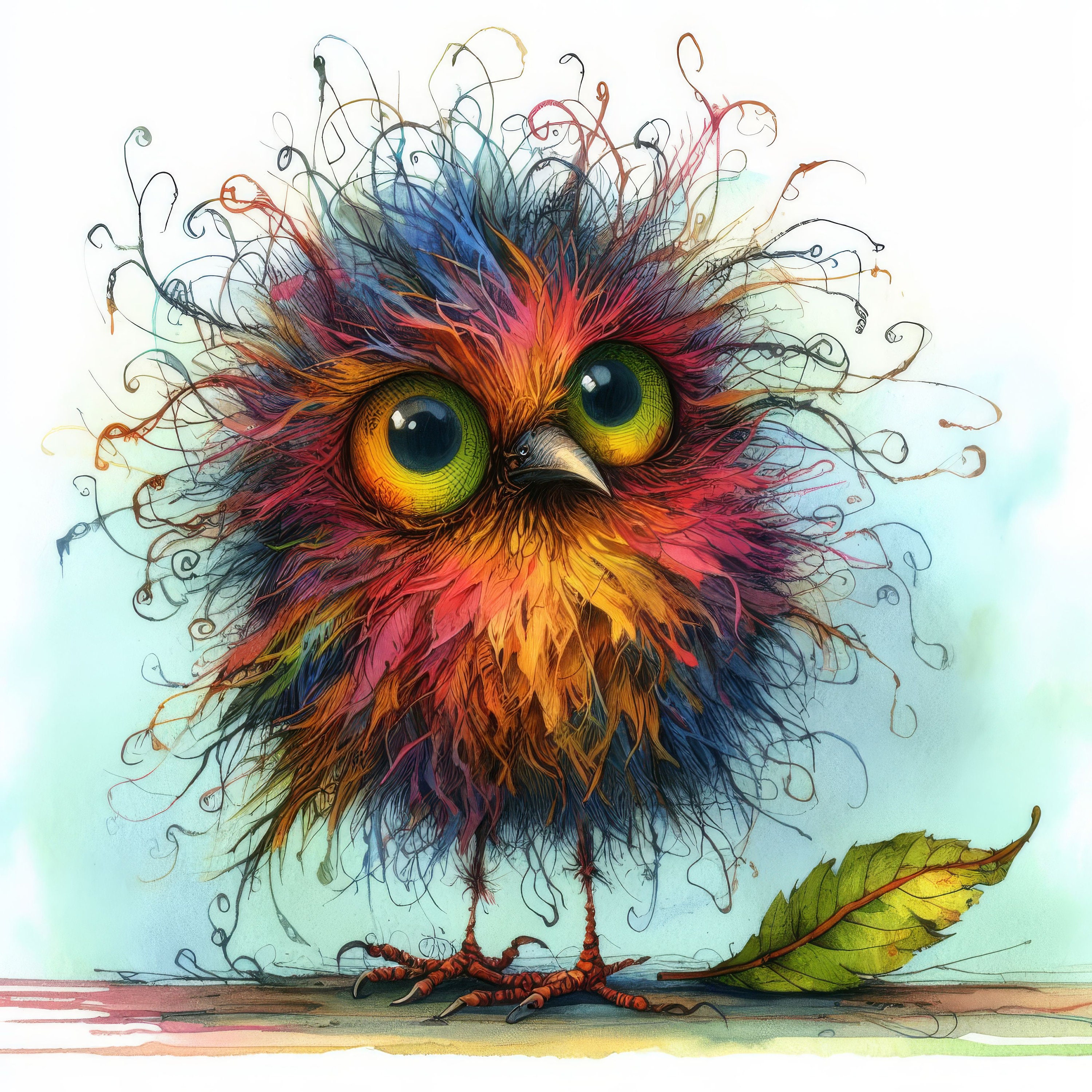 Frazzled Bird Clip Art 10 High Res Watercolor Jpgs for Junk Journaling ...