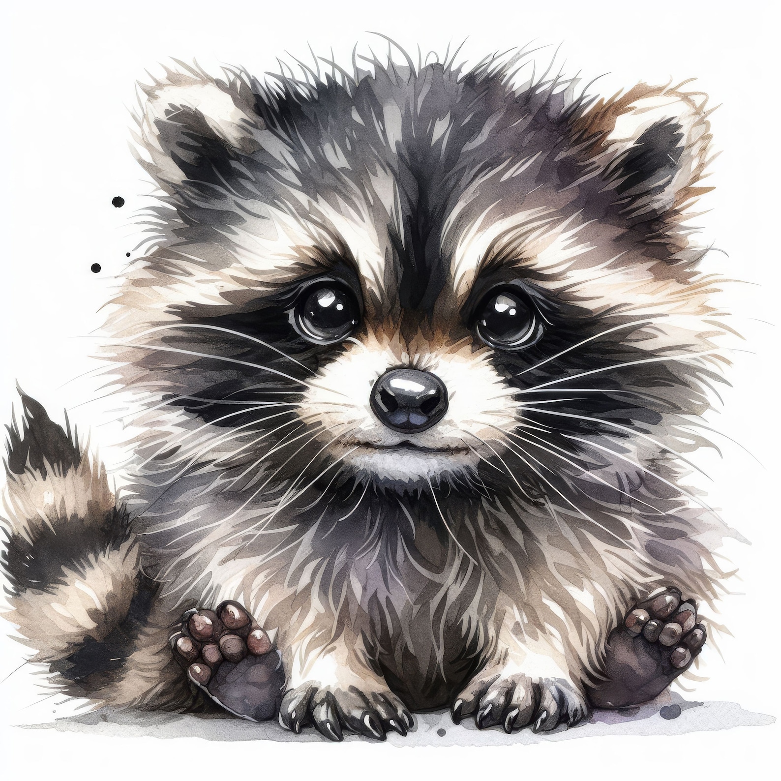 Cute Raccoon Clip Art 10 High Res Watercolor Jpgs for Junk Journaling ...