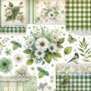 Green Calico Paper: Clip Art Bundle 10 High Res Watercolor Jpgs for ...