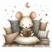 Bedtime Mouse Clip Art Kit 10 High Res Watercolor Jpgs for Junk ...