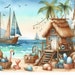 Whimsical Beach Vacation Clip Art 10 High Res Watercolor Jpgs for Junk ...