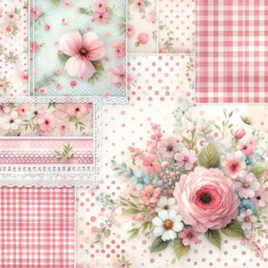 Pink Calico Paper Clip Art Bundle 10 High Res Watercolor Jpgs for Junk ...