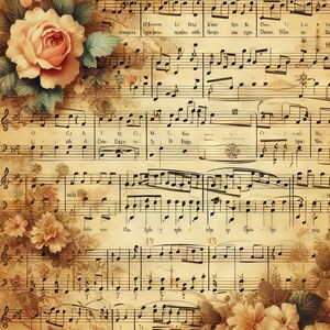 Shabby Chic Sheet Music Clip Art Bundle 10 High Res Watercolor Jpgs for ...