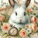 Vintage White Rabbit Bundle 10 High Res Watercolor Jpgs for Junk ...