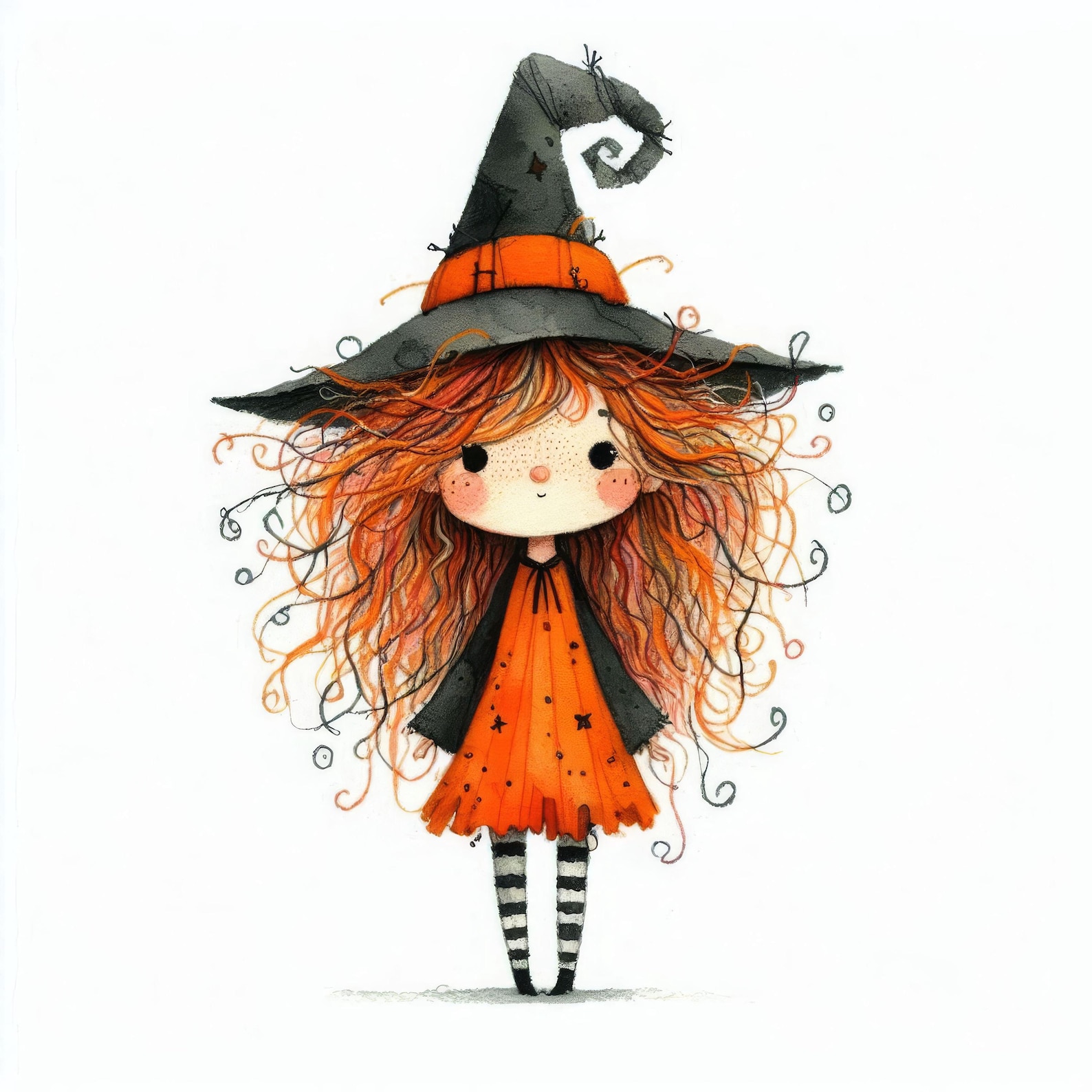 Cute Little Witch Clip Art 10 High Res Watercolor Jpgs for Junk ...