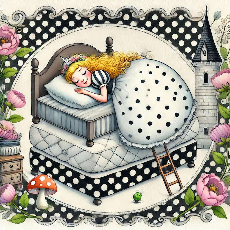 The Princess and the Pea: 10 High Res Watercolor Jpgs, Junk Journaling ...