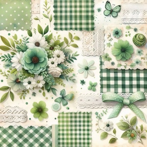 Green Calico Paper: Clip Art Bundle 10 High Res Watercolor Jpgs for ...