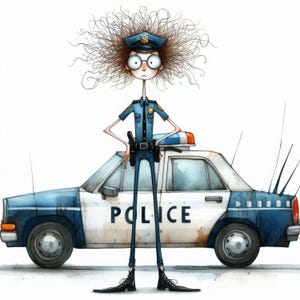 Quirky Police Officer: Clip Art 10 High Res Watercolor Jpgs Junk ...