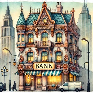 Whimsical Bank: Watercolor Clipart, Junk Journal, Ephemera (digital ...