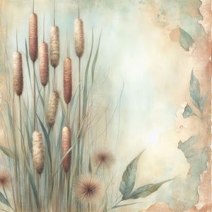 Cattails Paper 10 High Res Watercolor Jpgs for Junk Journaling ...