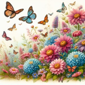 Butterfly Garden Clip Art Bundle 10 High Res Watercolor Jpgs for Junk ...