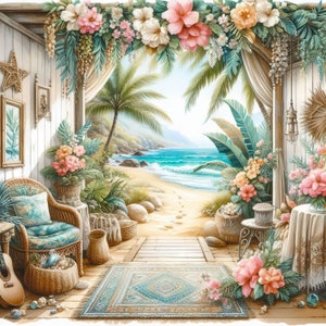 Tropical Paradise Clip Art 10 High Res Watercolor Jpgs for Junk ...