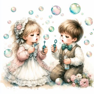 Blowing Bubbles Clip Art 10 High Res Watercolor Jpgs for Junk ...