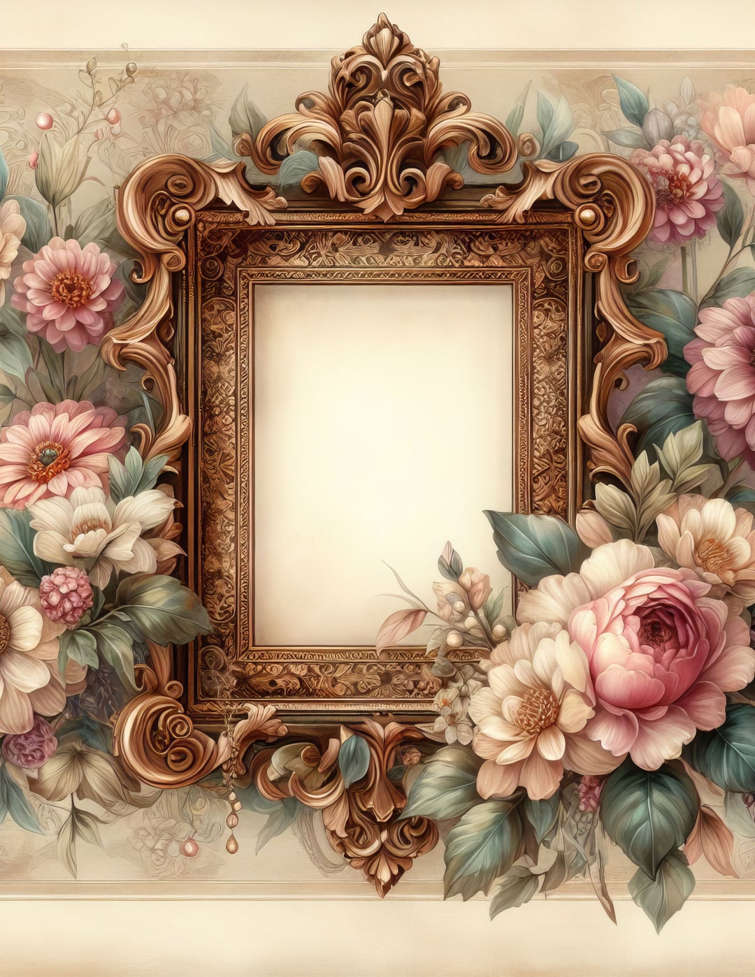 Vintage Picture Frame Clipart Bundle 10 High Res Watercolor Jpgs for ...