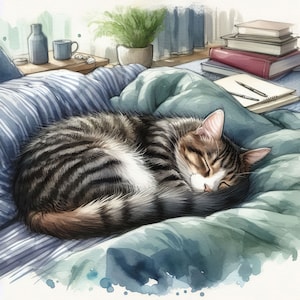Spoiled Kitty: Clip Art, 10 High Res Watercolor Jpgs, Junk Journaling ...