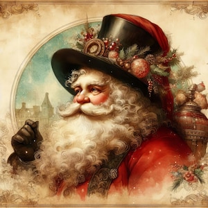 Victorian Santa: 10 High Res Watercolor Jpgs, Junk Journaling ...