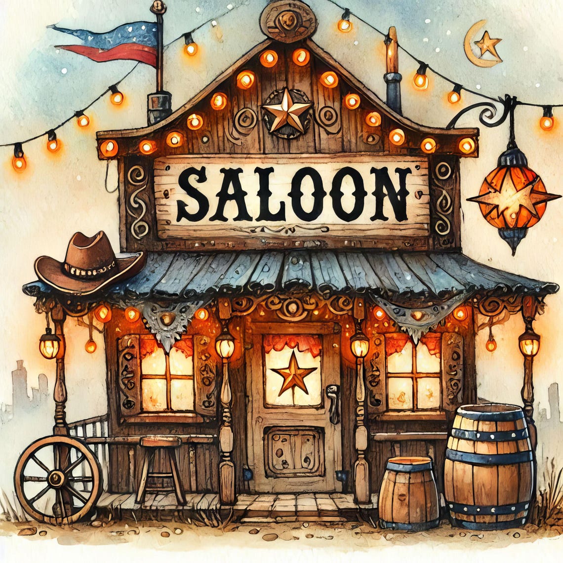 Whimsical Saloon: 10 High Res Watercolor Jpgs Junk Journaling ...