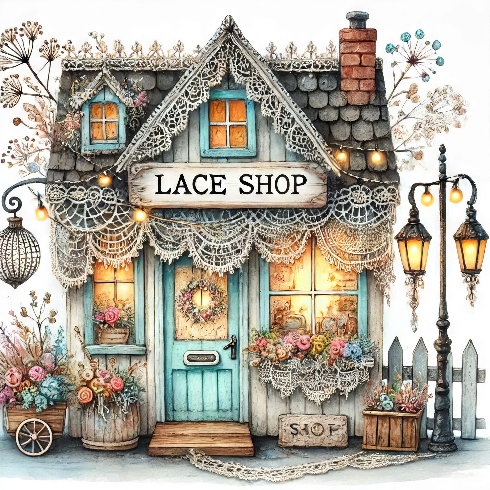 Lace Shop: 10 High Res Watercolor Jpgs Junk Journaling, Scrapbooking ...