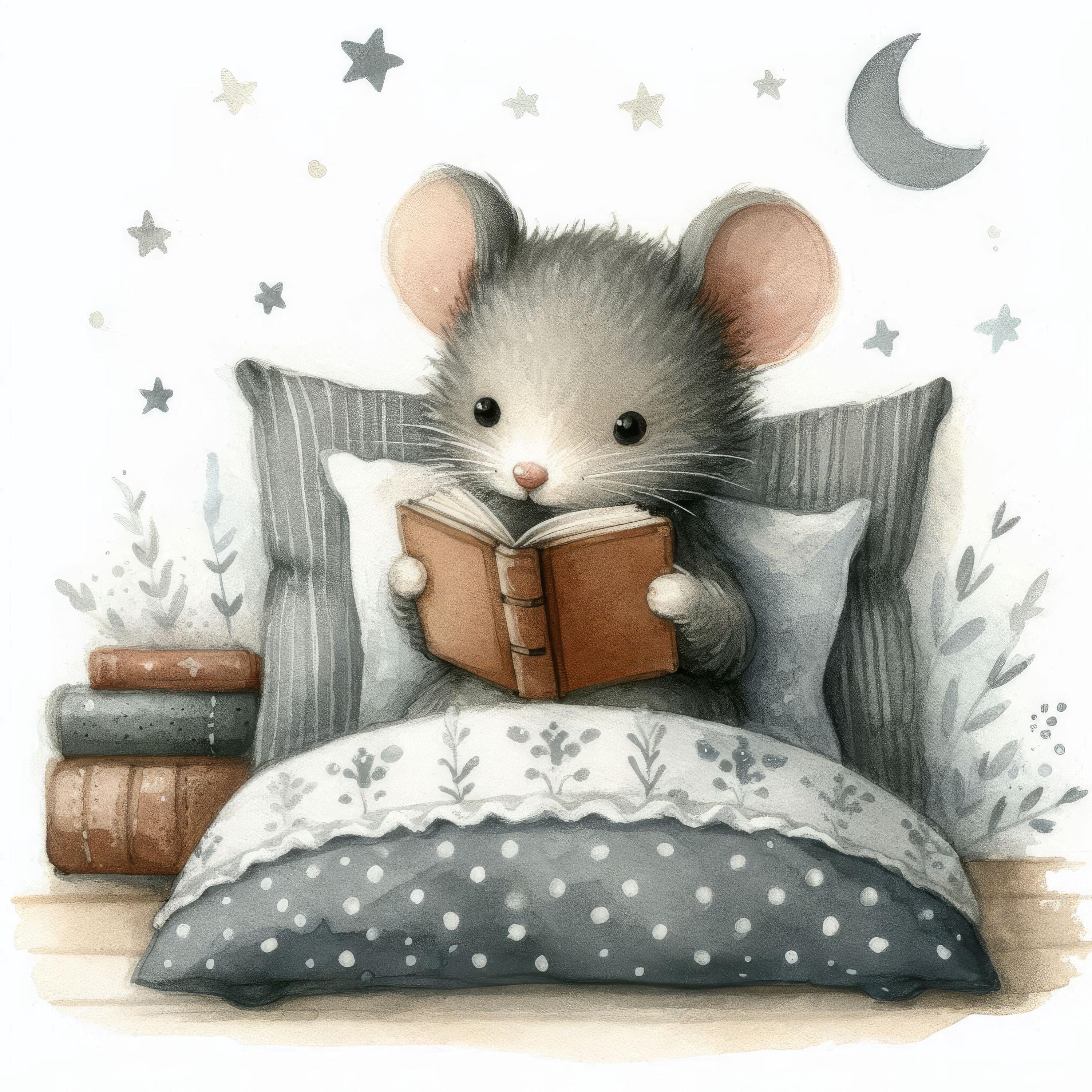 Bedtime Mouse: Clip Art, 10 High Res Watercolor Jpgs, Junk Journaling ...