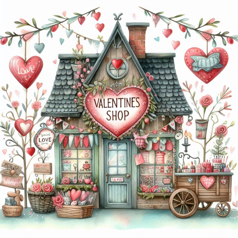 Valentine Shop: Clip Art 10 High Res Watercolor Jpegs Junk Journaling ...