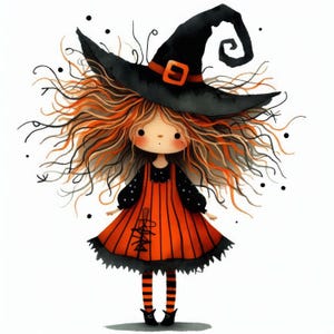 Cute Little Witch Clip Art 10 High Res Watercolor Jpgs for Junk ...