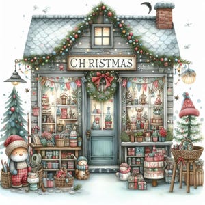 Christmas Shop: Clip Art, 10 High Res Watercolor Jpgs, Junk Journaling ...