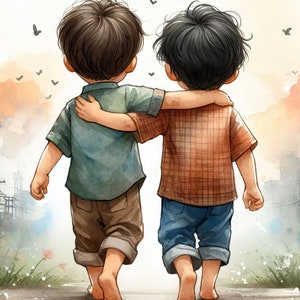 Best Friends Little Boys Clip Art Kit 10 High Res Watercolor Jpgs Junk ...