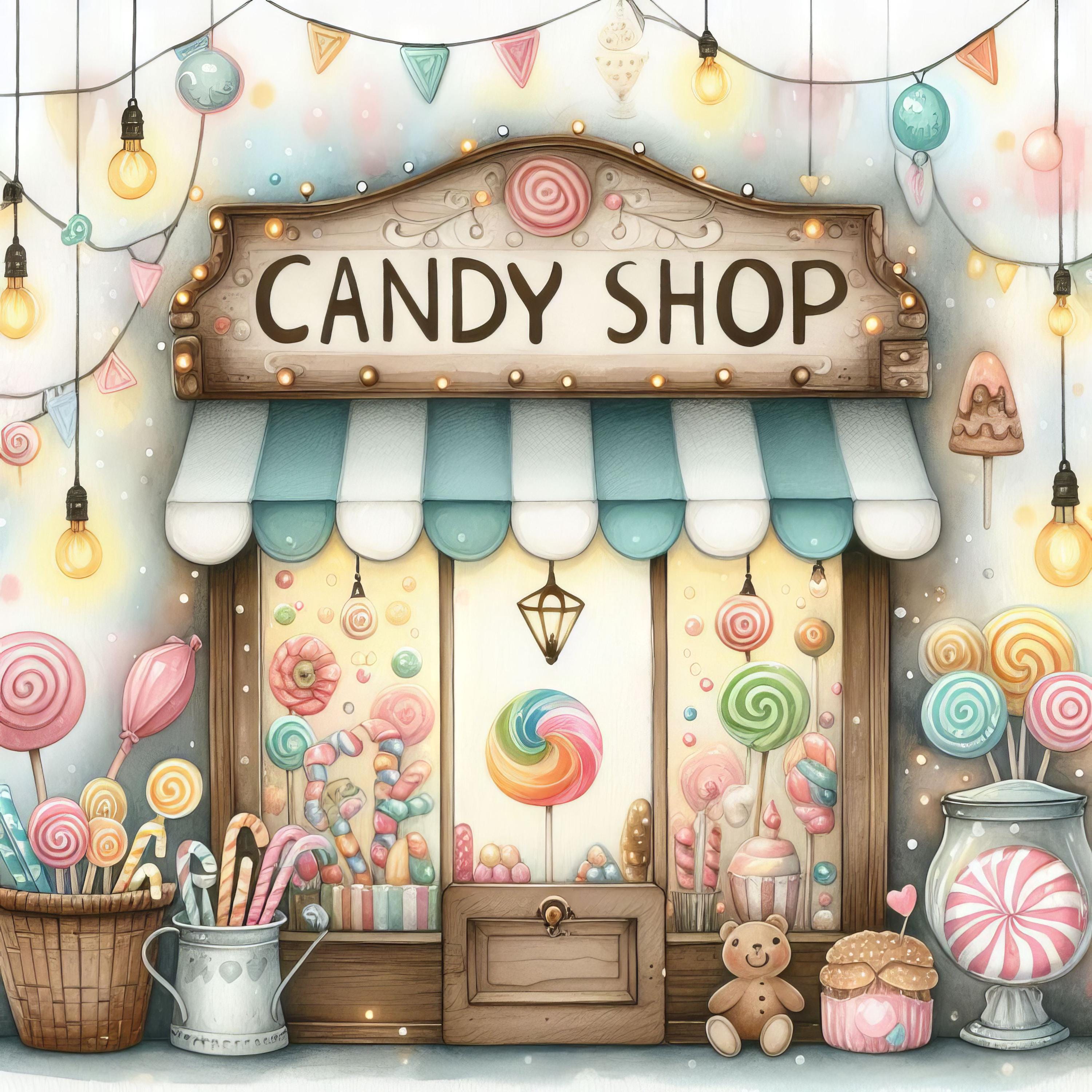 Candy Shop Clip Art 10 High Res Watercolor Jpgs Junk Journaling ...