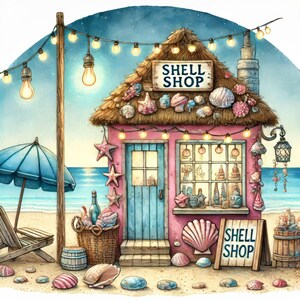 Shell Shop: 10 High Res Watercolor Jpgs, Junk Journaling, Scrapbooking ...