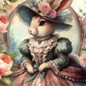 Victorian Lady Bunnies: Clip Art Bundle 10 High Res Watercolor Jpgs for ...