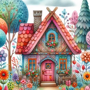 Sweet as Candy Cottage Clip Art Kit 10 High Res Watercolor Jpgs for ...